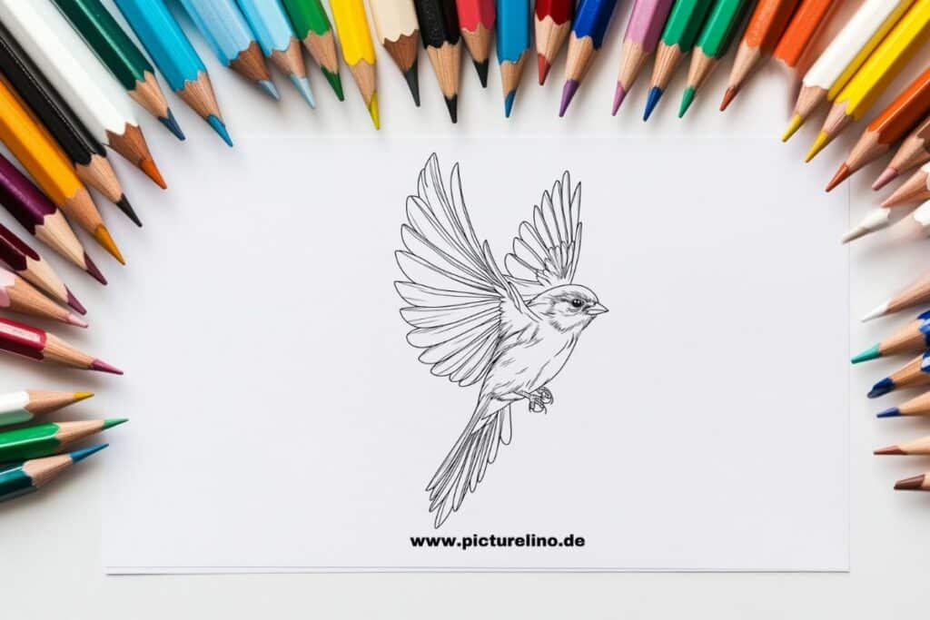 Ausmalbild Spatz: Kreative Vorlagen zum Drucken