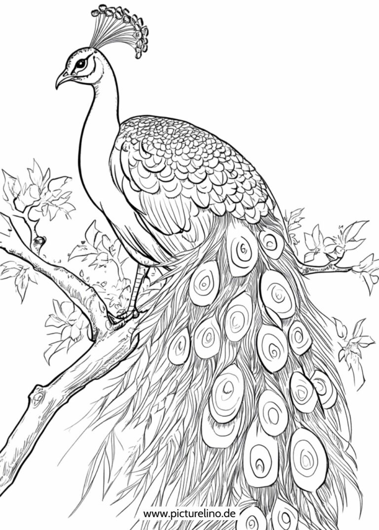 Pfau Ausmalbild – Kreativer Spaß zum Drucken